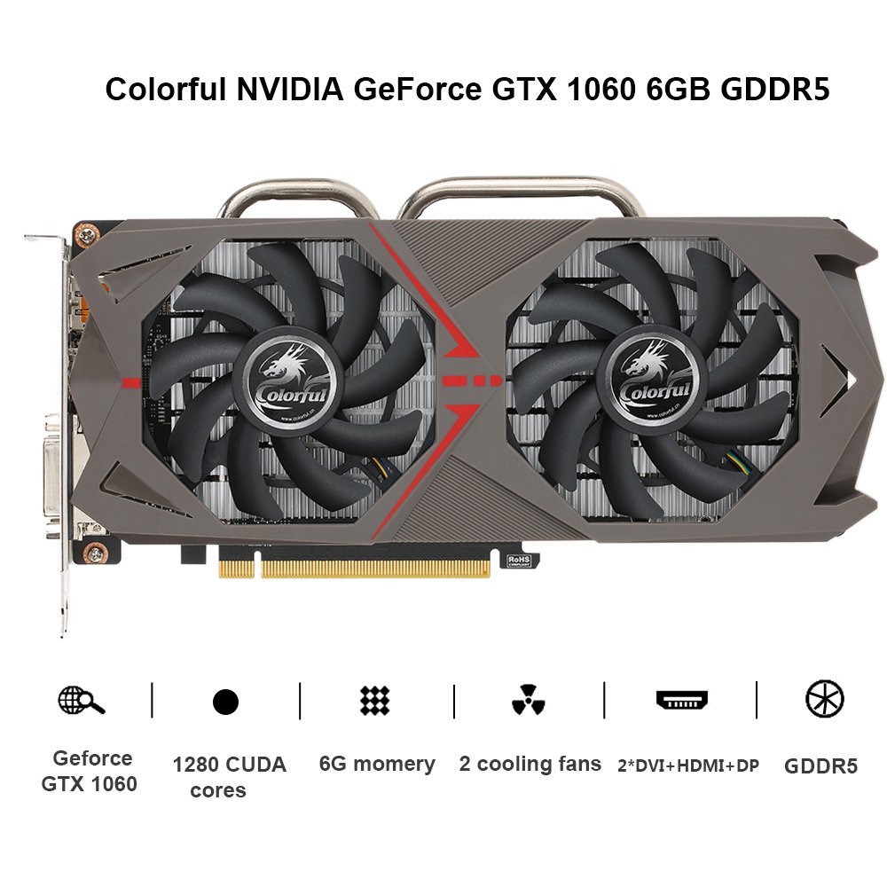 Colorful NVIDIA GeForce GTX 1060 GPU 6GB 192bit Esport Gaming Graphics ...