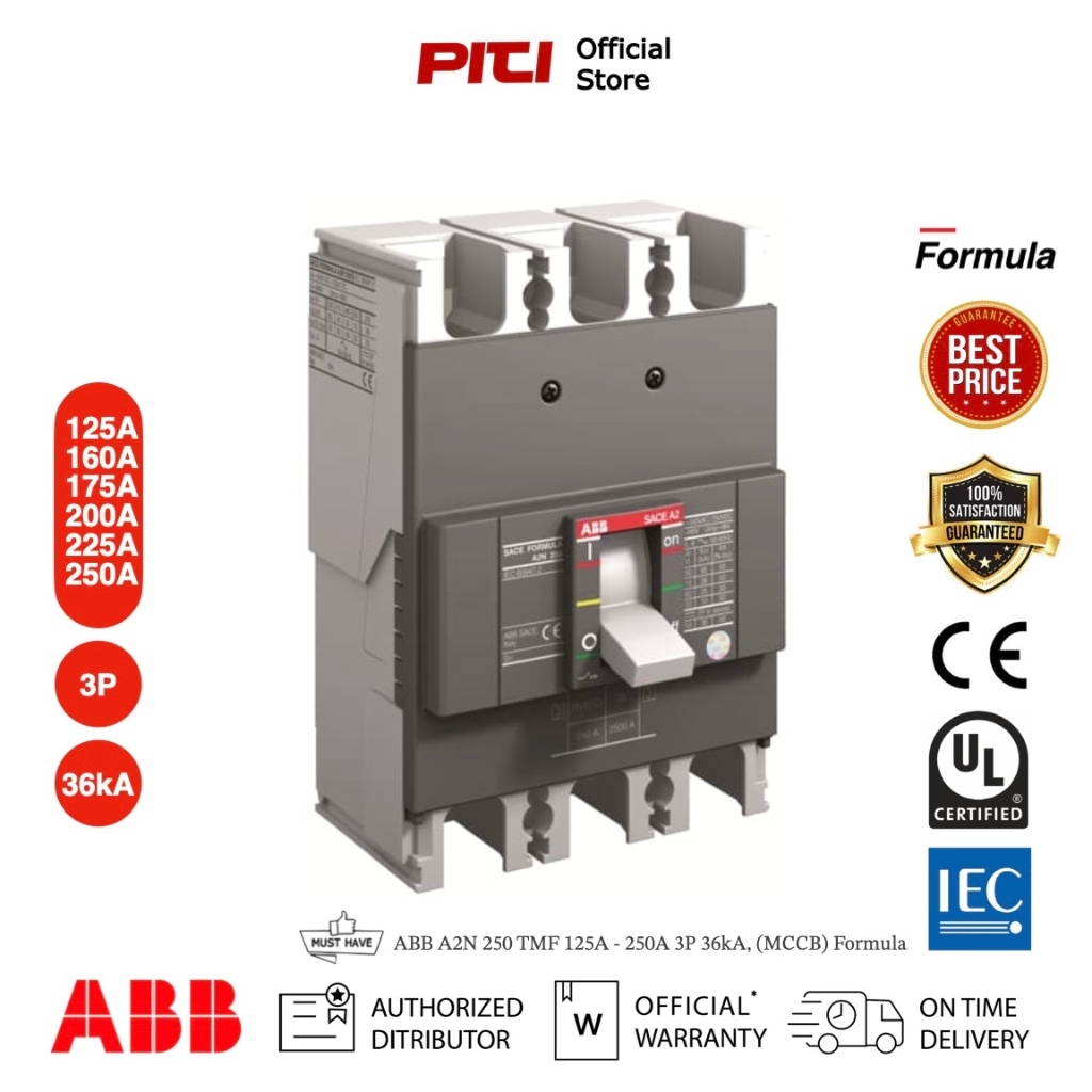 ABB MCCB A2N 250 TMF 125A 3P (36kA) Formula Series เบรกเกอร์ Breaker # 1SDA066781R1 | Shopee ...