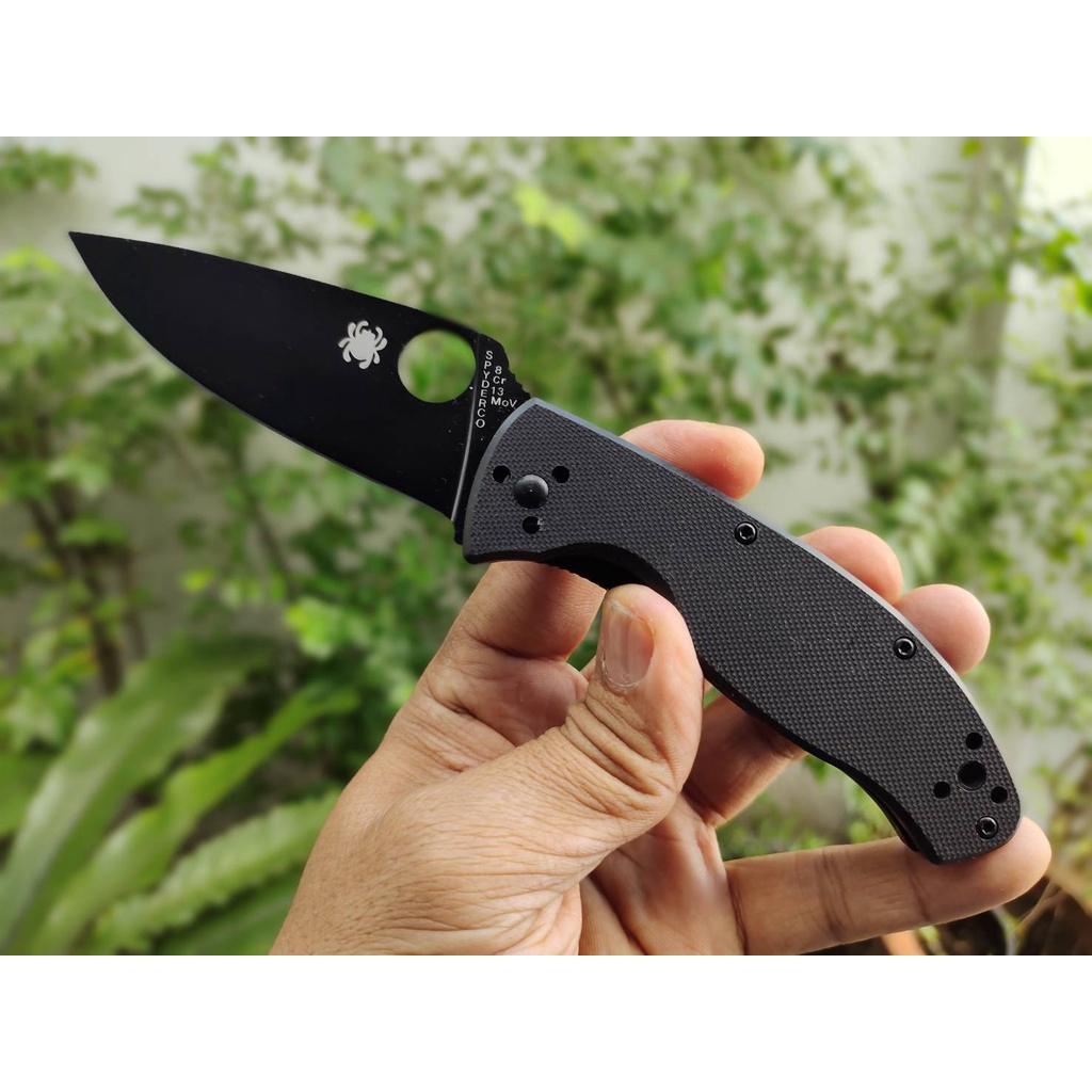 มีดเอนกประสงค์ มีดแคมป์ มีดเดินป่า Spyderco Tenacious C122 ใบ 3.5" เหล็ก 8Cr13Mov รมดำ Liner ...