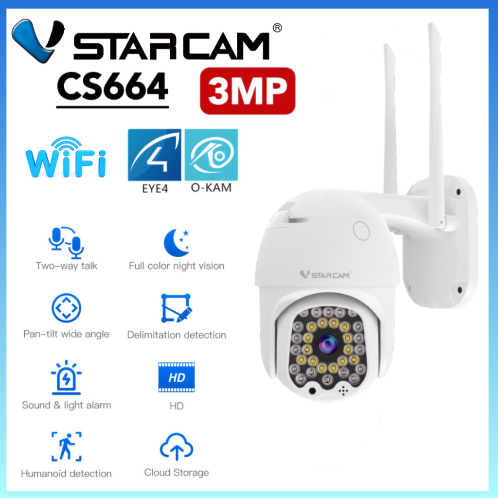 Vstarcam CS664 ใหม่2023 กล้องวงจรปิดไร้สาย Outdoor ความละเอียด 3MP(1296P) ภาพสี มีAI+ คนตรวจจับ ...