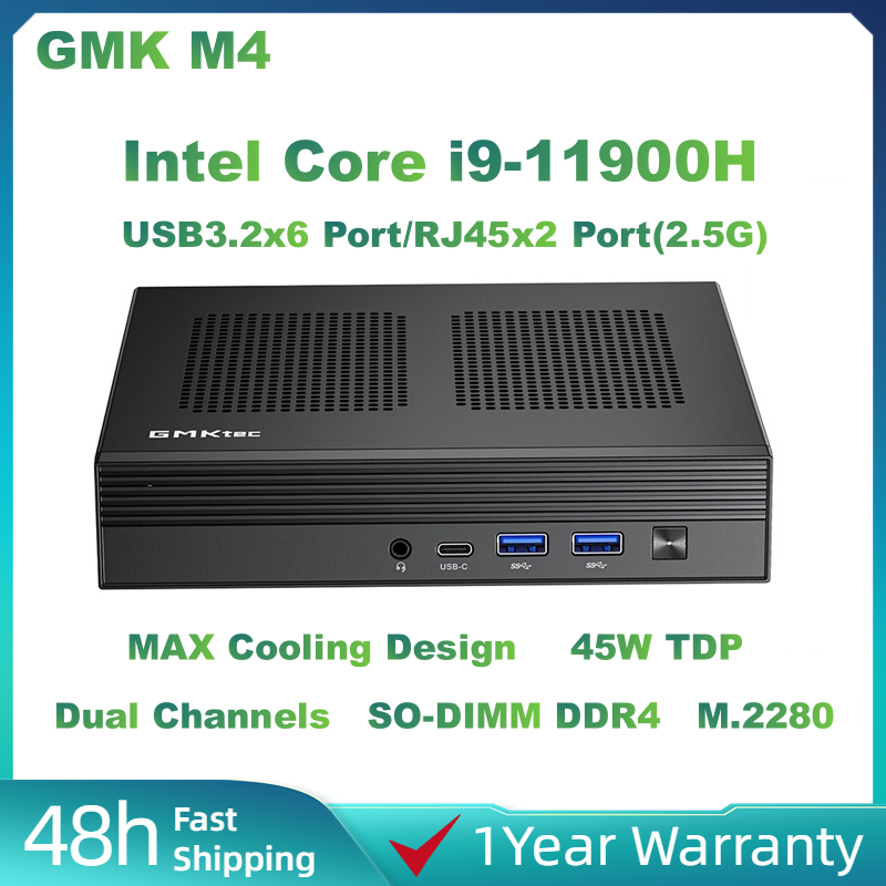 GMK M4 i9-11900H มินิพีซี Win11 DDR4 PCIE 4.0 คู่ LAN สามจอภาพ WiFi 6 ...