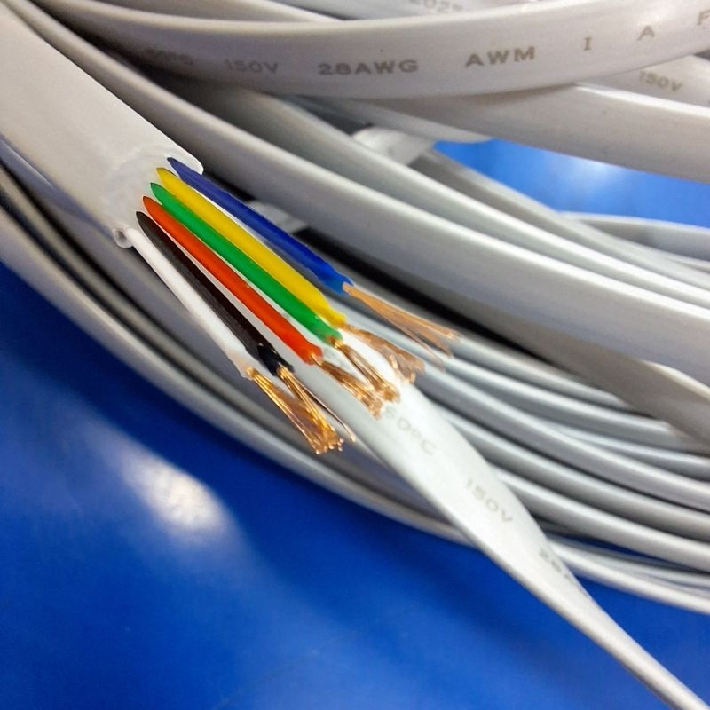 Cable 6 core สายโทรศัพท์ 6 เส้น แบบแบน แบ่งขาย ราคาต่อเมตร เมตรละ 30 ...