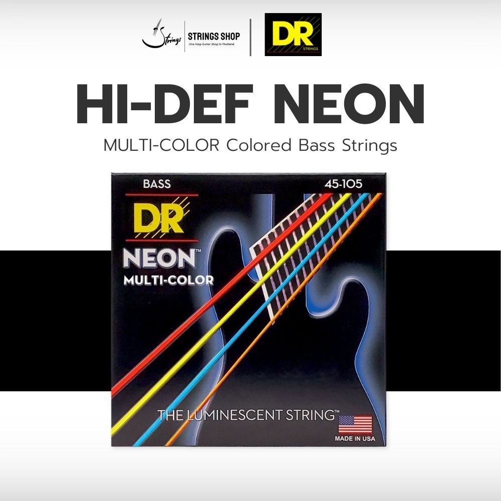 สายเบส DR Strings HI-DEF NEON™ MULTI-COLOR Colored Bass Strings (NMCB5 ...