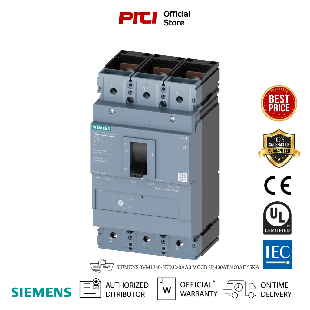 SIEMENS 3VM1340-5ED32-0AA0 MCCB 3P 400AT/400AF 55KA | Shopee Thailand