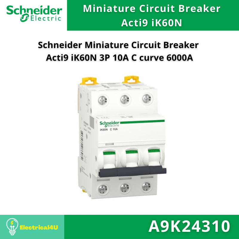 Schneider Electric A9K24310 Miniature Circuit Breaker Acti9 iK60N 3P 10A C curve 6000A | Shopee ...