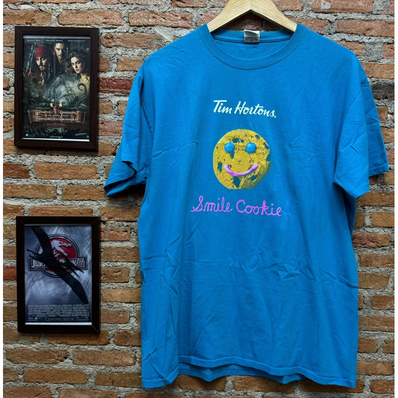 เสืัอยืดวินเทจมือสอง ลิขสิทธิ์แท้ ลายสกรีน TIM HORTONS สีฟ้า ขนาดไซส์ L ...