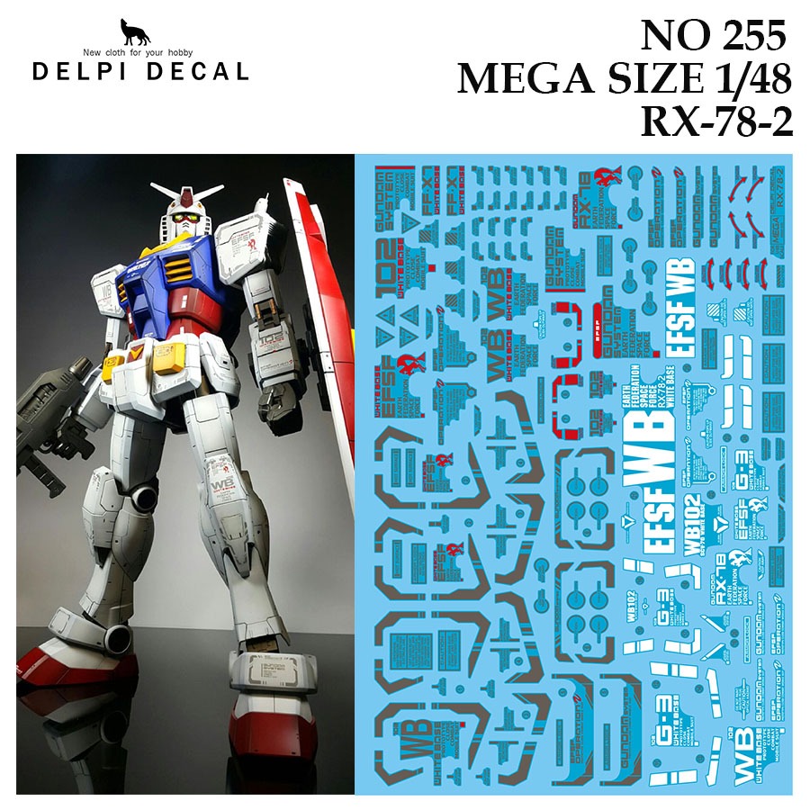 ดีคอลน้ำ [DELPI] 255 255H / 255N MEGA SIZE 1/48 RX 78 2.0 GUNDAM WATER SLIDE DECAL | Shopee Thailand