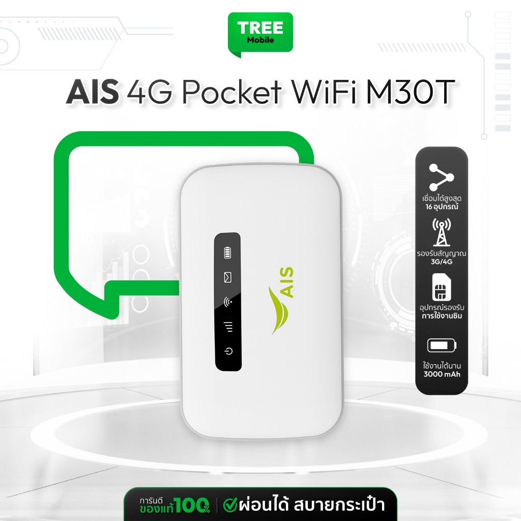 AIS 4G Pocket WiFi M30T ต่อเน็ตได้ทุกที่ ไม่มีสะดุด | Shopee Thailand