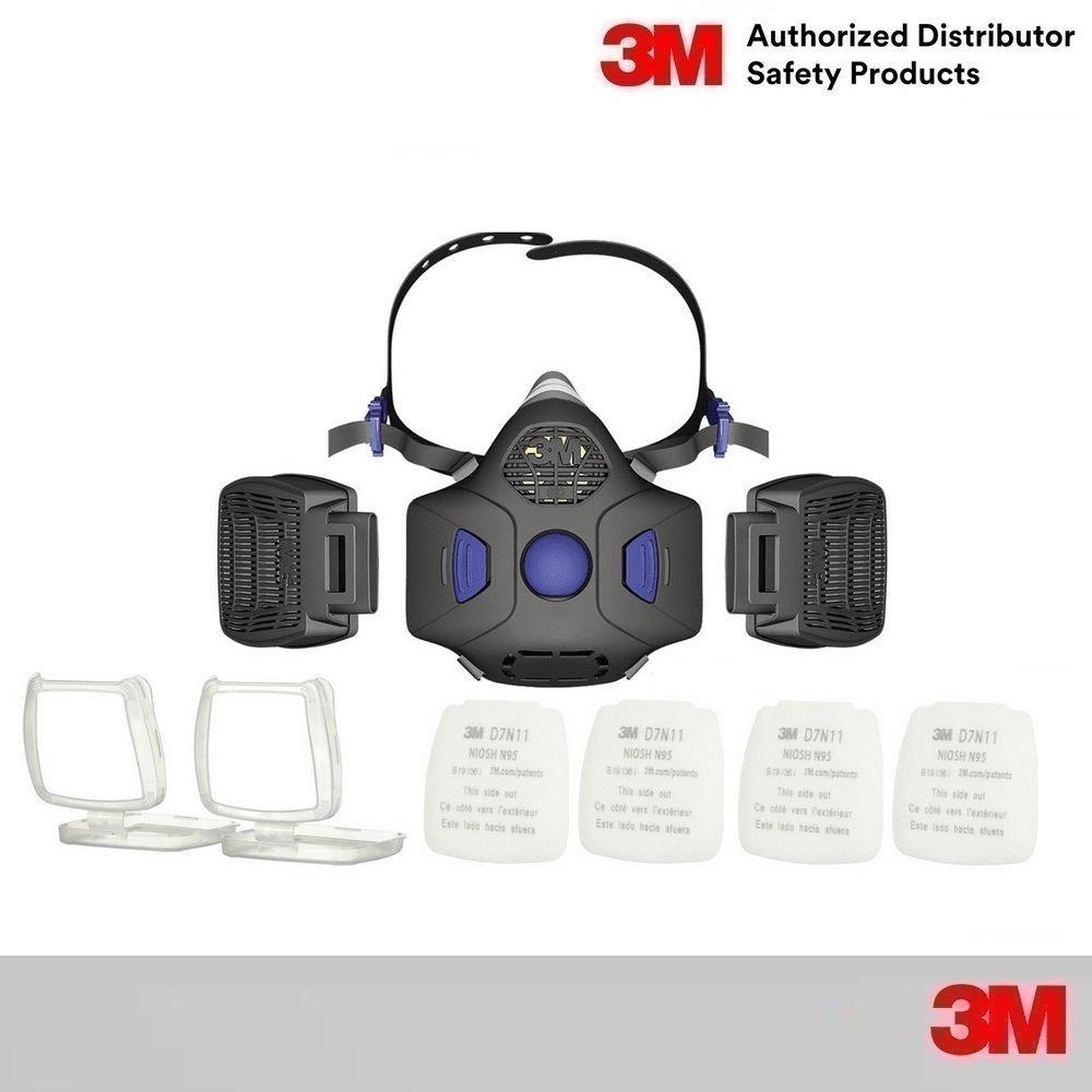 หน้ากากตลับกรองคู่ ครบชุด 3M HF-802SD (Medium) HF-803SD(Large) Half Face Mask ฝาครอบ D701x2 ...