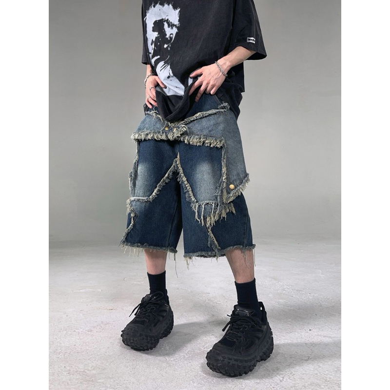 กางเกงยีนส์ขาสั้นผู้ชาย star frayed jorts | Shopee Thailand