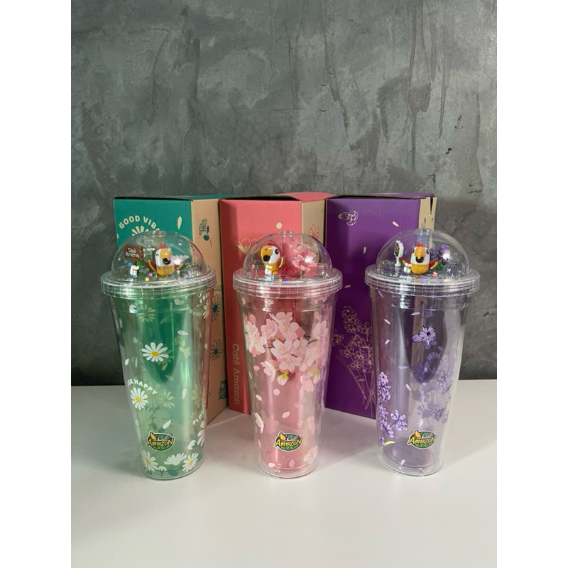 [พร้อมส่ง] แก้วพลาสติกสองขั้น Glitter Cafe Amazon 22 Oz. | Shopee Thailand