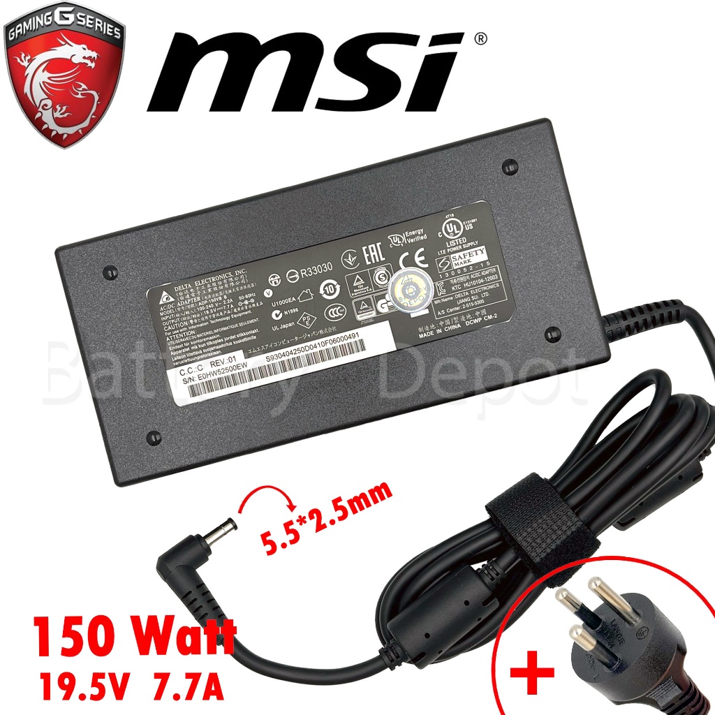 MSI AC Adapter ของแท้ 19.5V/7.7A 150W หัวขนาด 5.5*2.5mm สายชาร์จ MSI MS ...