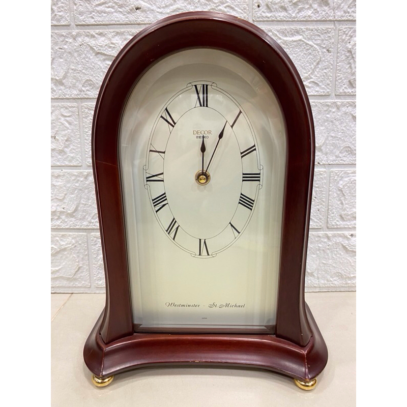 #T12 นาฬิกาตั้งโต๊ะ SEIKO DECOR WESTMINTER จอกระจก บอดี้ไม้ นาฬิกามือ ...