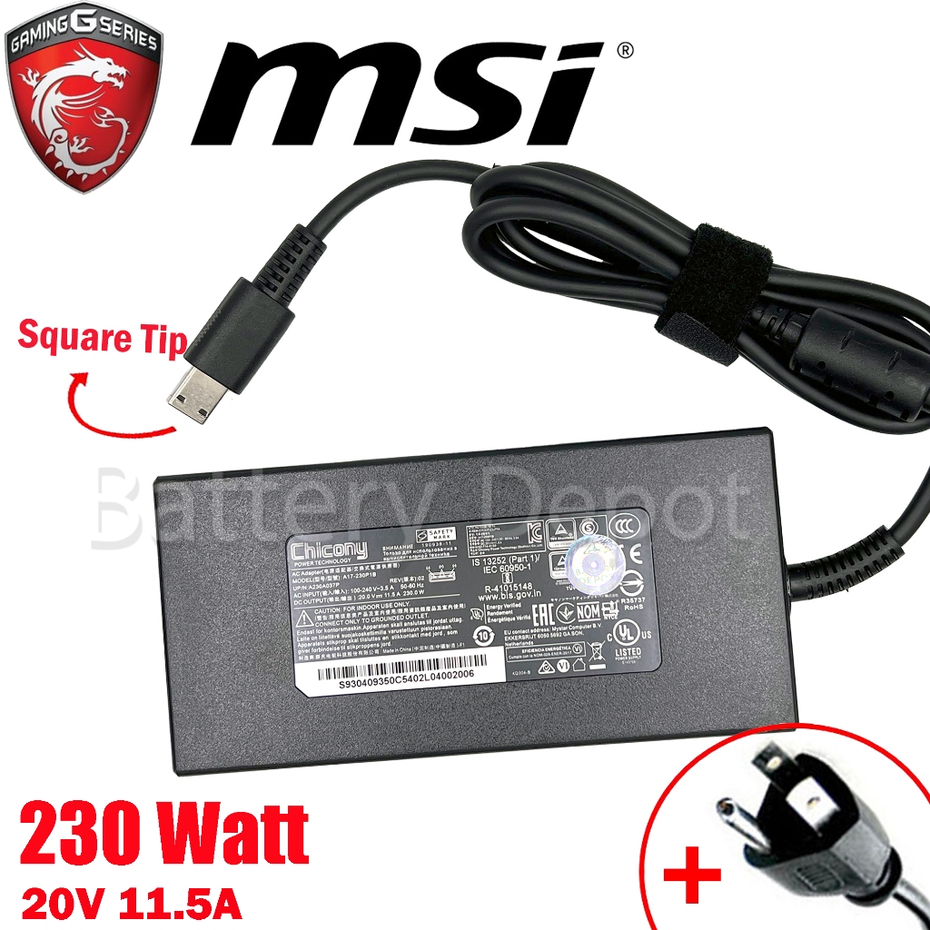 MSI Adapter ของแท้ MSI 20V/11.5A 230W หัว Square Tip สายชาร์จ MSI, อะแด ...