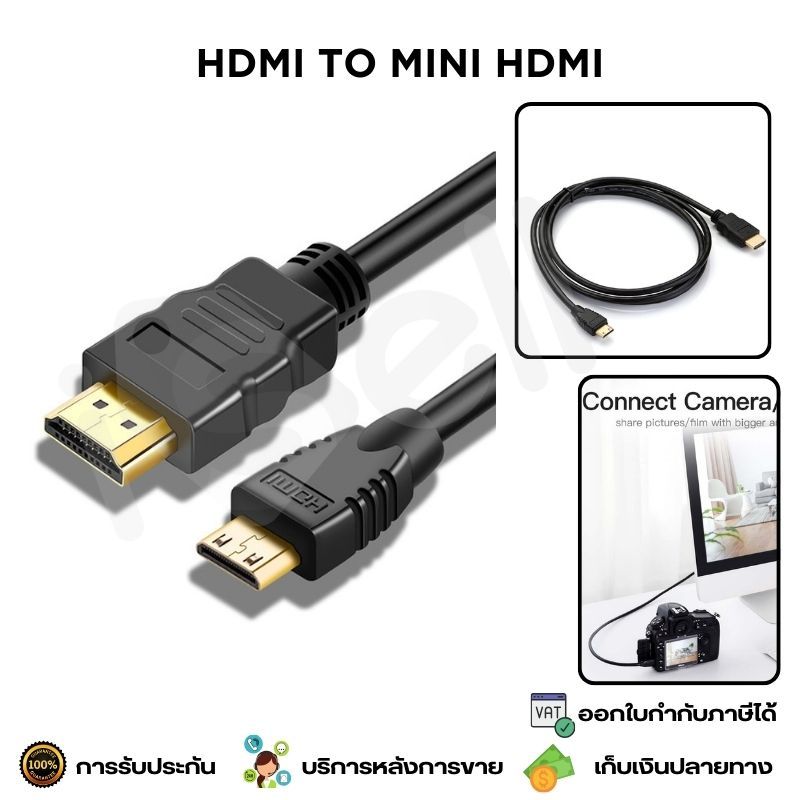 HDMI to Mini HDMI Cable สาย HDMI to Mini HDMI รองรับการต่อกล้อง DSLR ...
