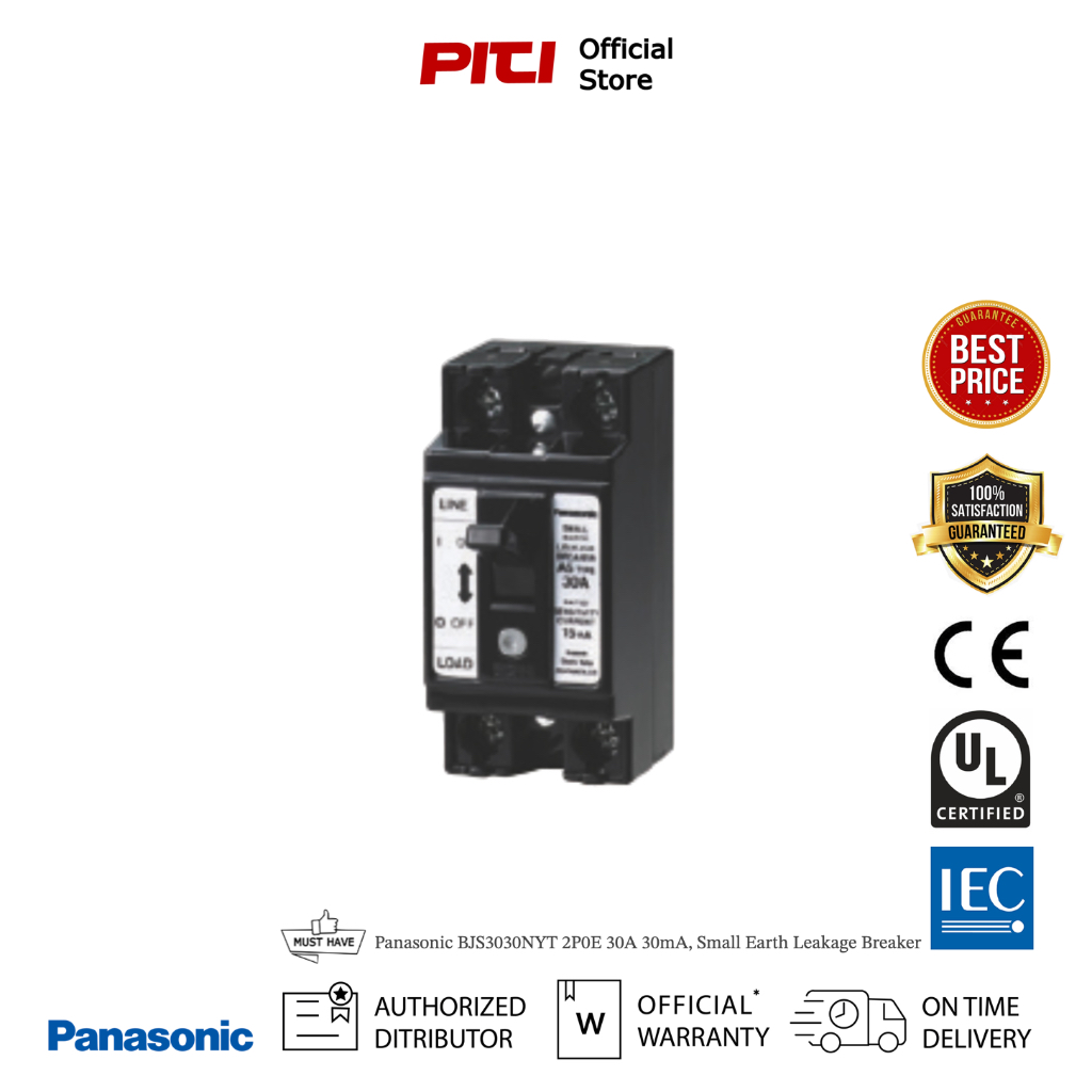 Panasonic BJS3030NYT 2P0E 30A 30mA, Small Earth Leakage Breaker ...