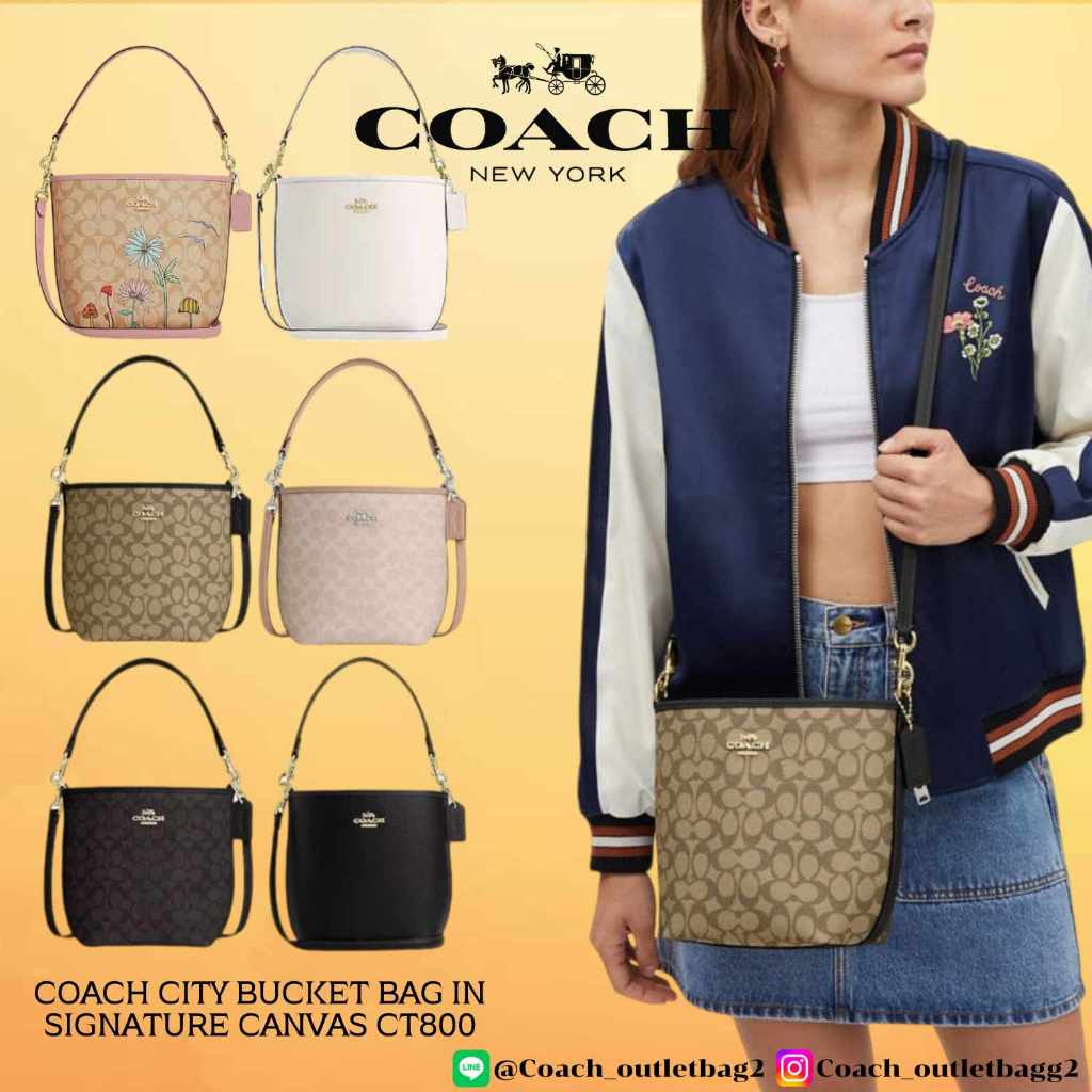 💯Coach CITY BUCKET BAG IN SIGNATURE CANVAS CT800 | Shopee Thailand