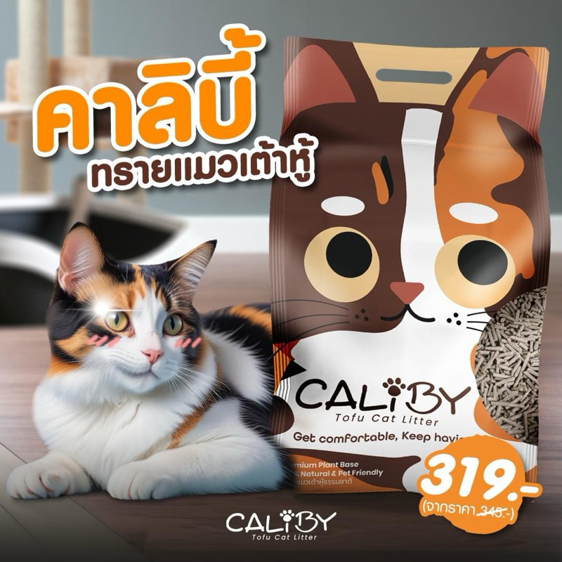 ทรายแมวเต้าหู้ Caliby เกรดพรีเมี่ยม กลิ่นชาเขียว 10 ลิตร จับตัวเป็นก้อน ...