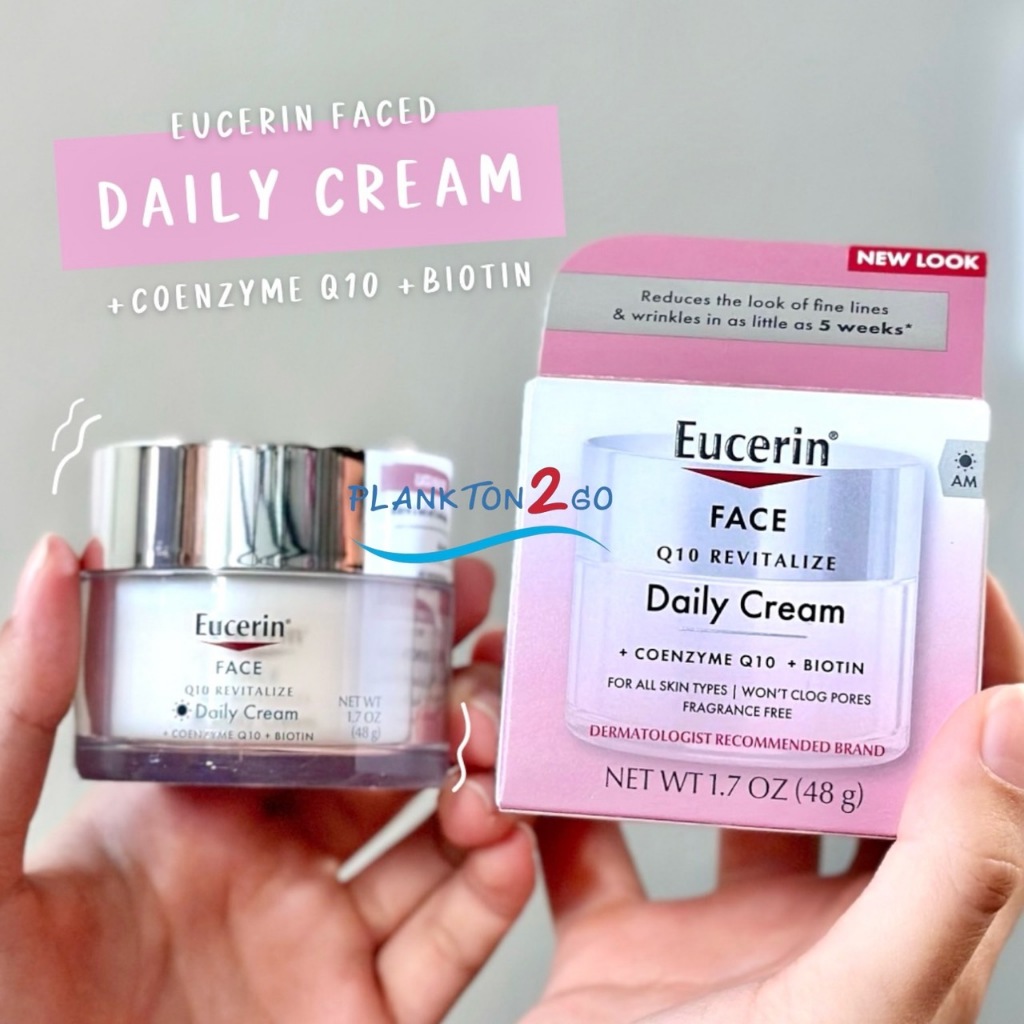 แพ็คเกจใหม่ EU Eucerin Daily Cream Coenzyme Q10 + Biotin 48g เดย์ครีมบำรุงผิวสูตรกลางวัน ผลิต 10 ...
