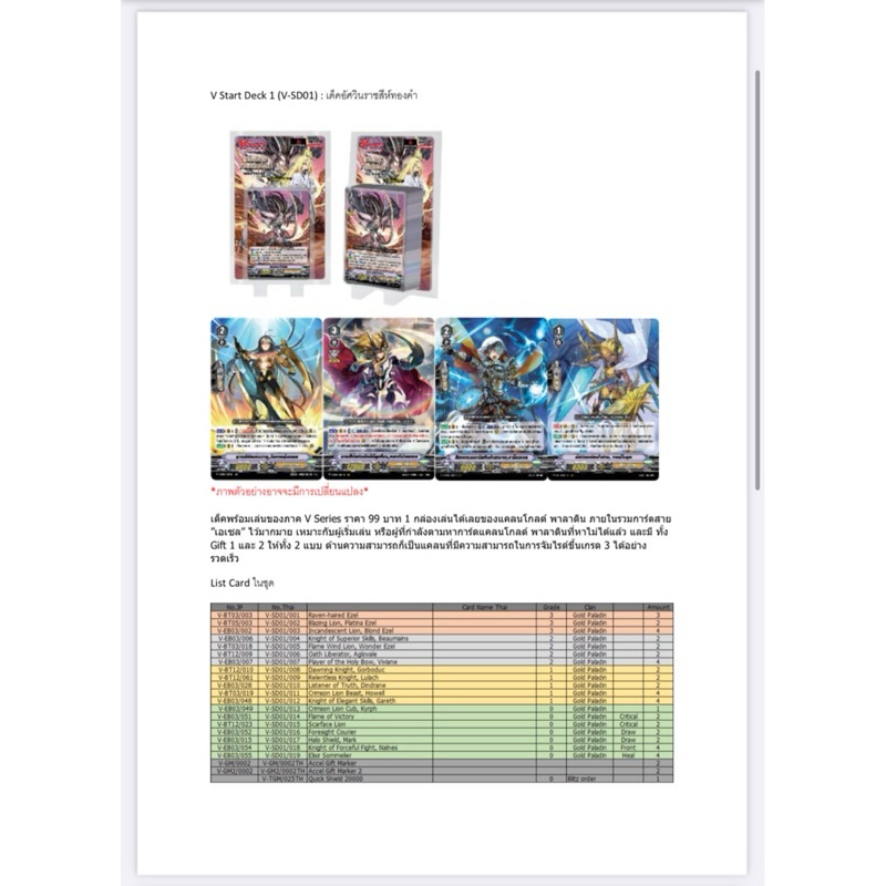 แวนการ์ด VG-V-SD01-SD04 มี4แบบ โกลพาลาดิน, เกียร์, อควาฟอร์ซ, ชาโด้พาลาดิน ชุดพร้อมเล่น พร้อมส่ง ...