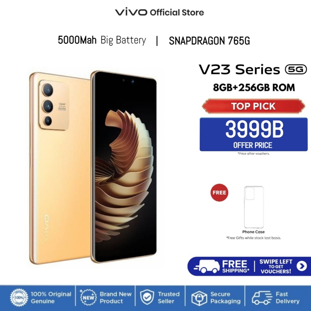 🔵จัดส่งภายใน 24 ชม🟡 VIVO V23 5G Mobile | RAM 12GB/ROM 256GB | 44W FlashCharge™ | แบต4200mAh ...