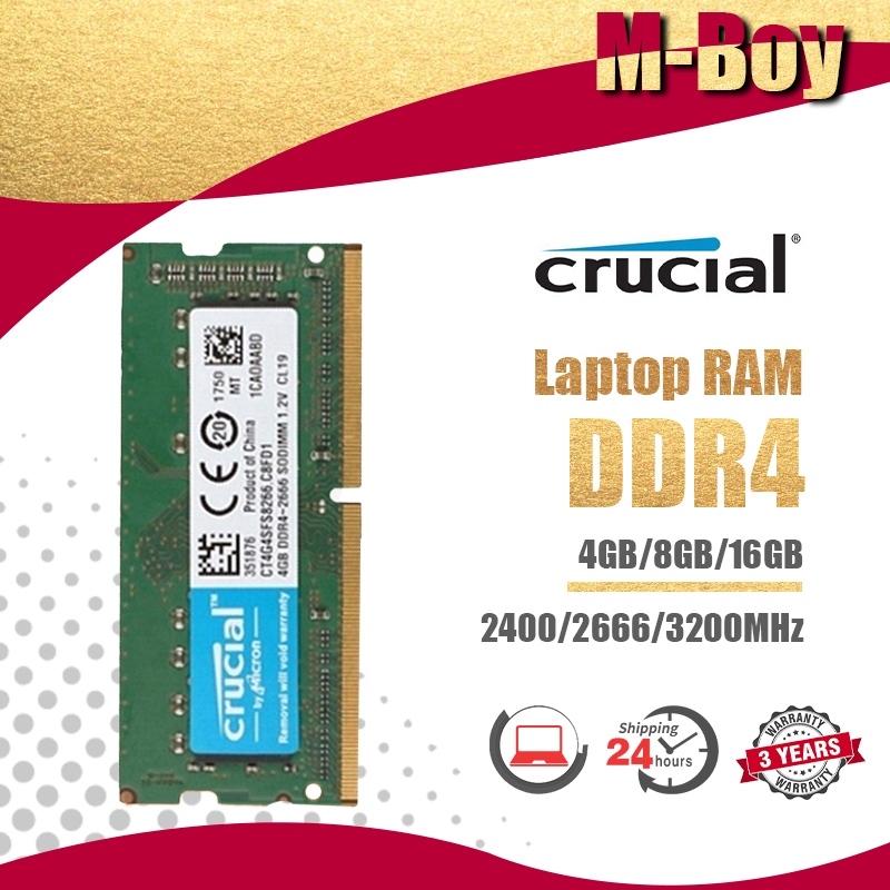 【สินค้าเฉพาะจุด】Crucial 4GB/8GB/16GB Laptop RAM DDR4 2400MHZ 2666MHZ 3200MHZ SODIMM memory for ...