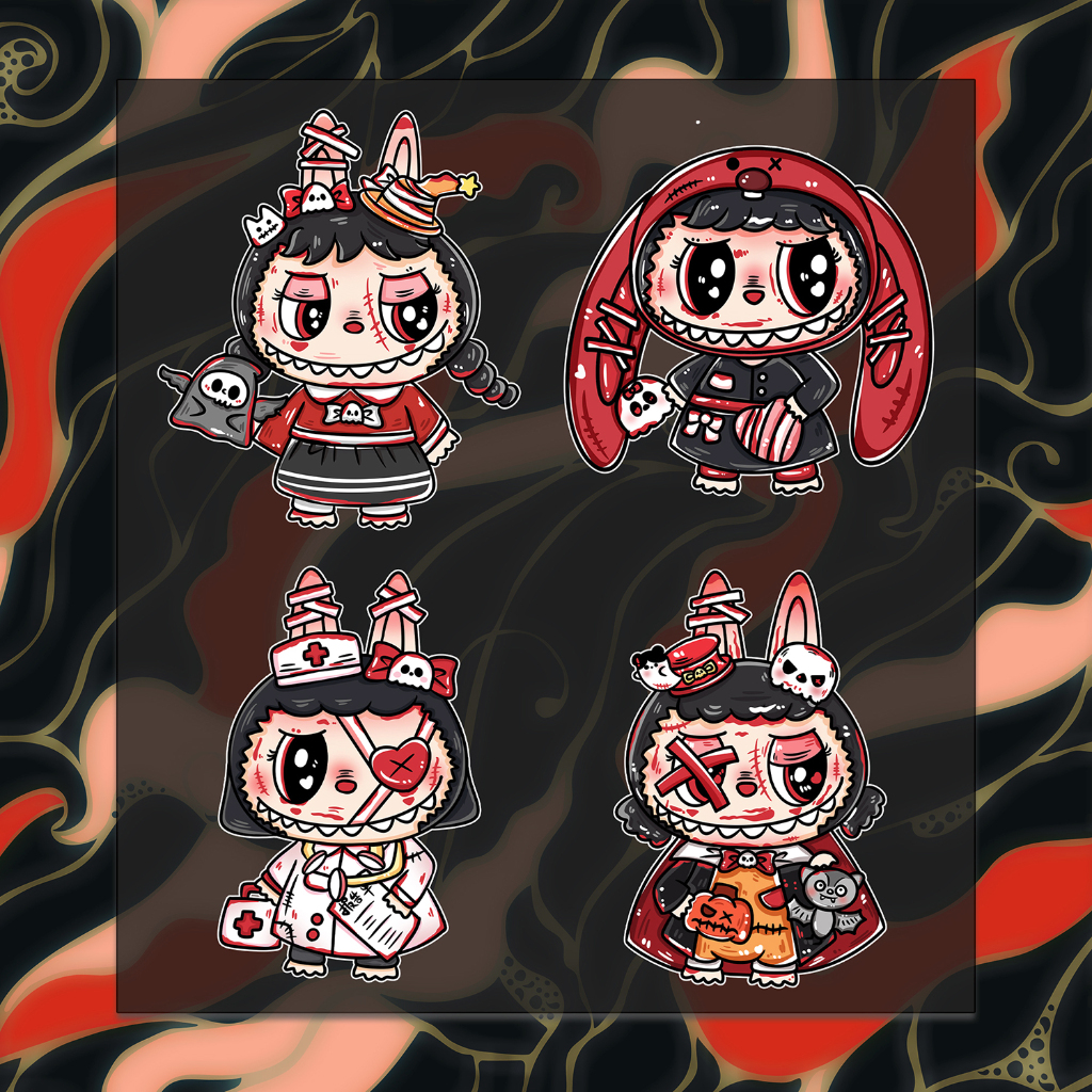 POPMART Labubu สติกเกอร์ กันน้ำรูปแบบที่ sticker การ์ตูนน่ารักสติกเกอร์ ...