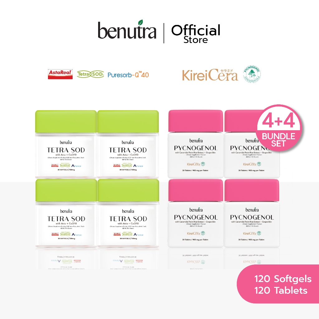 [เซ็ท 4+4] Benutra Tetra SOD + PYCNOGENOL (บีนูทร่า เตตระ เอสโอดี วิท ...