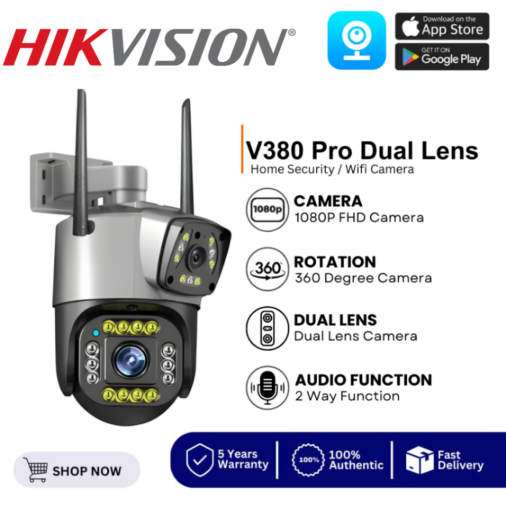 🔥จัดส่งฟรี🔥HIKVISION Dual lens V380 CCTV 1080P FHD WiFi กล้อง กล้องวงจร ...