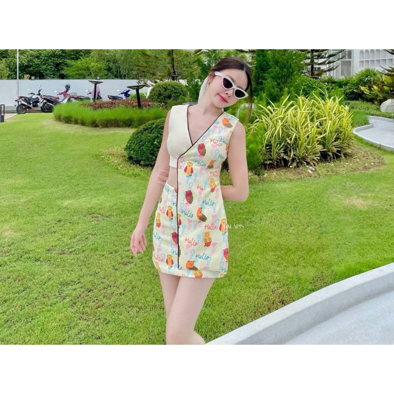 ชุดเดรสงานป้าย LALAPIS BRAND เสื้อตัวบน มินิสเกิร์ตเสื้อตัวบนกุ๊นขอบตัด ...
