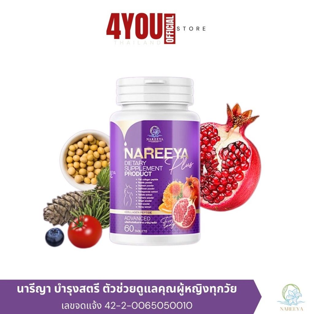 สูตรใหม่ Nareeya plus นารีญา พลัส วิตามินผู้หญิง ฮอร์โมน วัยทอง 40 ...