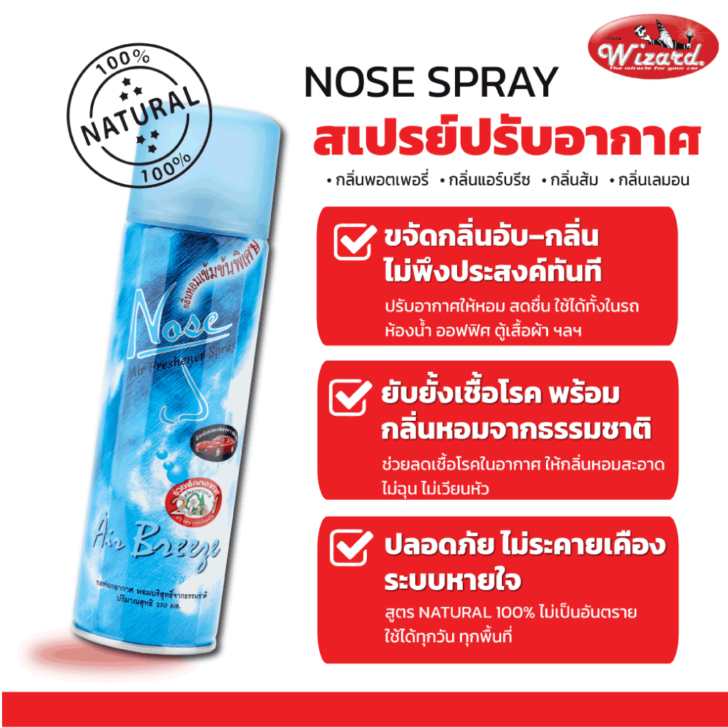 Wizard Official | Nose Spray สเปรย์ปรับอากาศ 250ml กลิ่นหอมสดชื่น ดับ ...