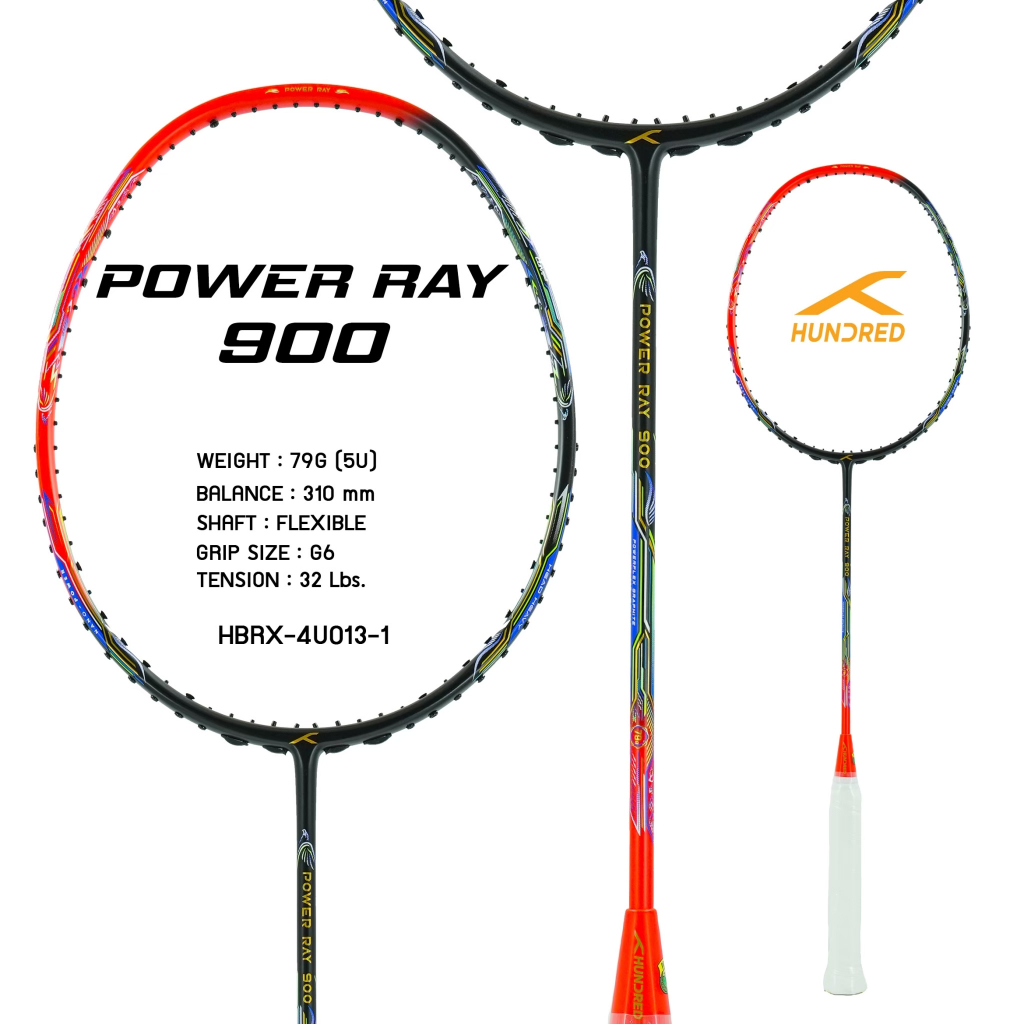 HUNDRED POWER RAY 900 ไม้แบดมินตัน แถม ถุง + กริป + เอ็น (ก่อนสั่งโปรด ...