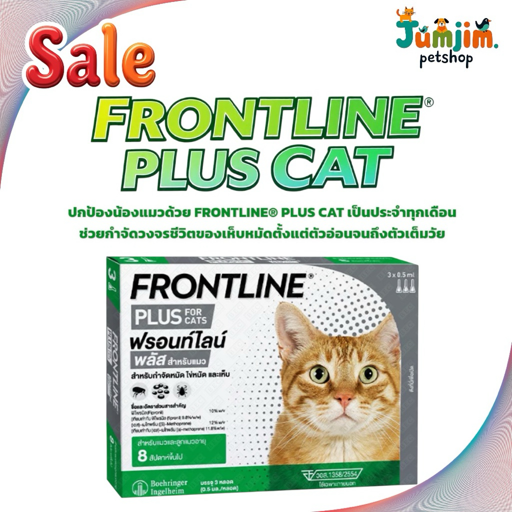 แพ็คเก็จใหม่ Frontline Plus Cat สำหรับแมวและลูกแมว อายุ 8สัปดาห์ขึ้นไป ...