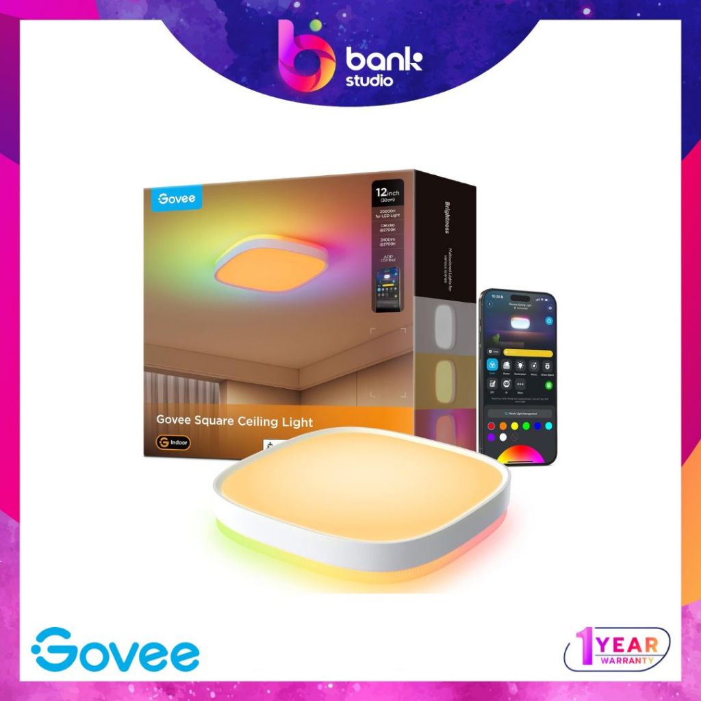 (ประกัน 1ปี) โคมไฟซาลาเปา โคมไฟติดเพดาน Govee 12-Inch RGBWW + RGBIC ...