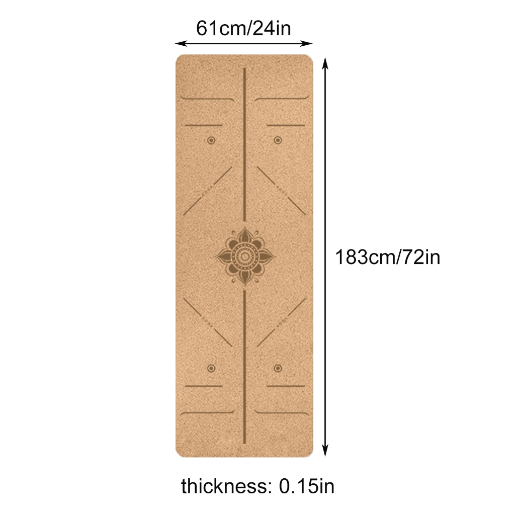 ถูกที่สุด Premium Quality Pro Cork Yoga Mat ,183x61cm 4mm TPE Natural ...