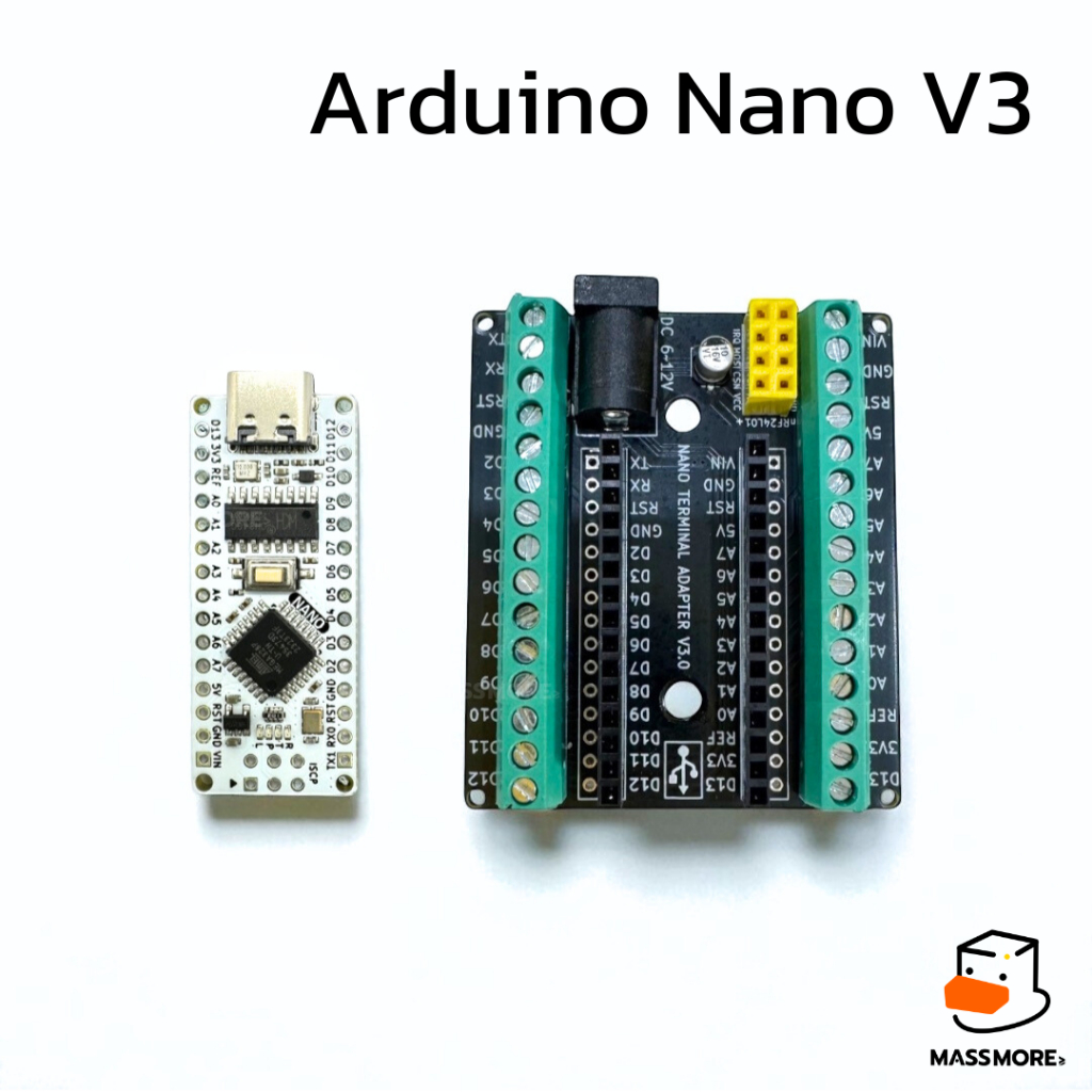 บอร์ด Arduino Nano V3 TypeC Atmega328p CH340G สีขาว และ Breakout Board Nano V3 Compatible ...