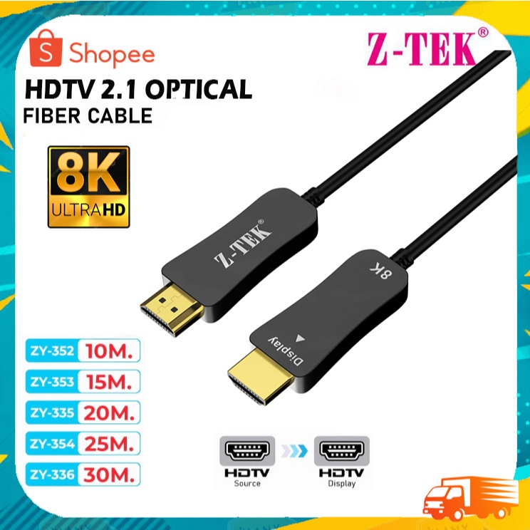 Z-TEK สาย HDMI Optical Fiber ไฟเบอร์สาย HDMI รุ่น 2.0 4K60Hz 10 /15 /20 /25 /30 /40 /50 /60 /80 ...
