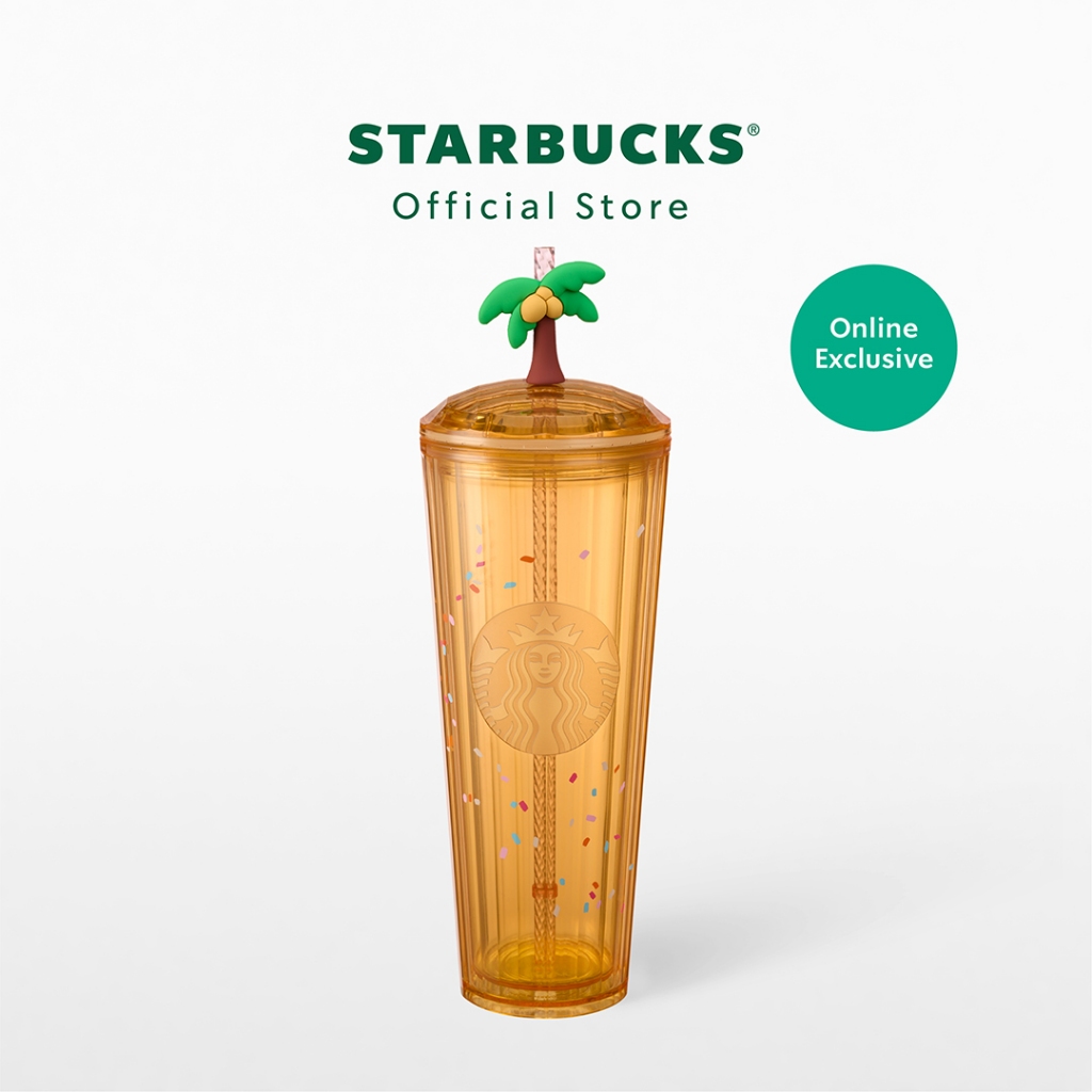 Starbucks Beige Flake with Palm Tree Topper Cold Cup 24oz. ทัมเบลอร์ ...