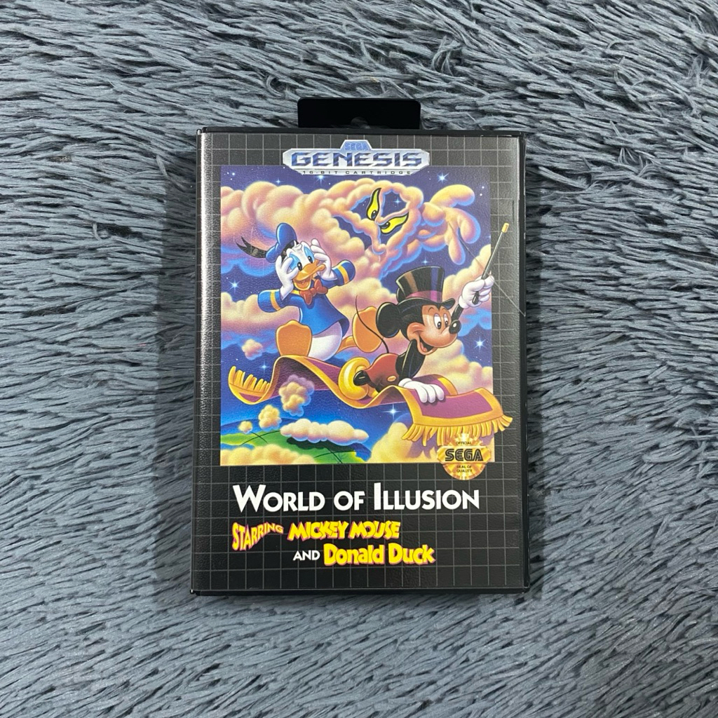 (สะสม) งานกล่องแท้เครื่อง Sega Genesis เกมส์ World of Illusion Starring ...