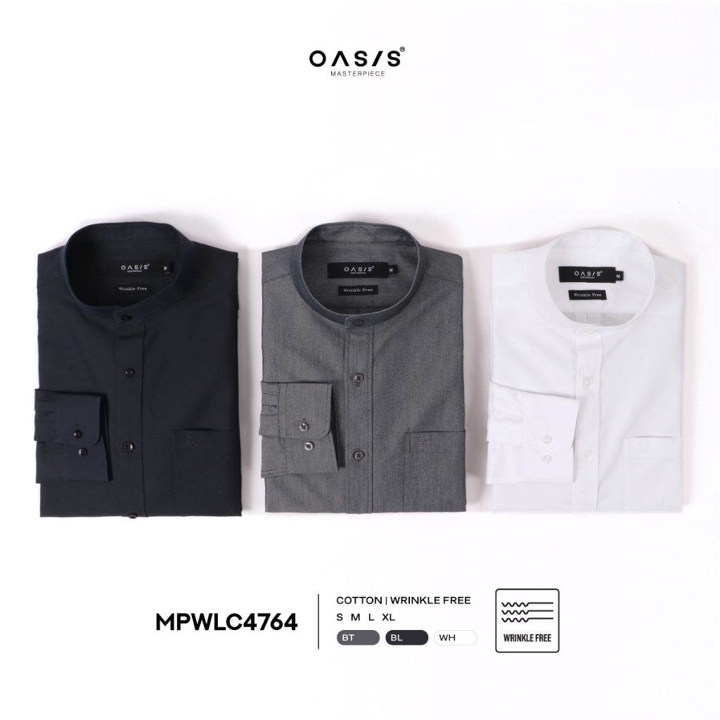 OASIS Masterpiece เสื้อเชิ้ตผู้ชาย คอจีน รุ่น MPWLC-4764 ผ้าคอตตอน แขน ...