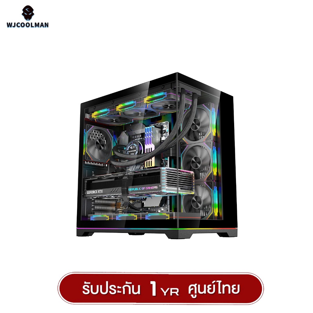 เคสคอมพิวเเตอร์ (No FAN) (AIO360) WJCOOLMAN NightDancer Plus RGB ATX ...