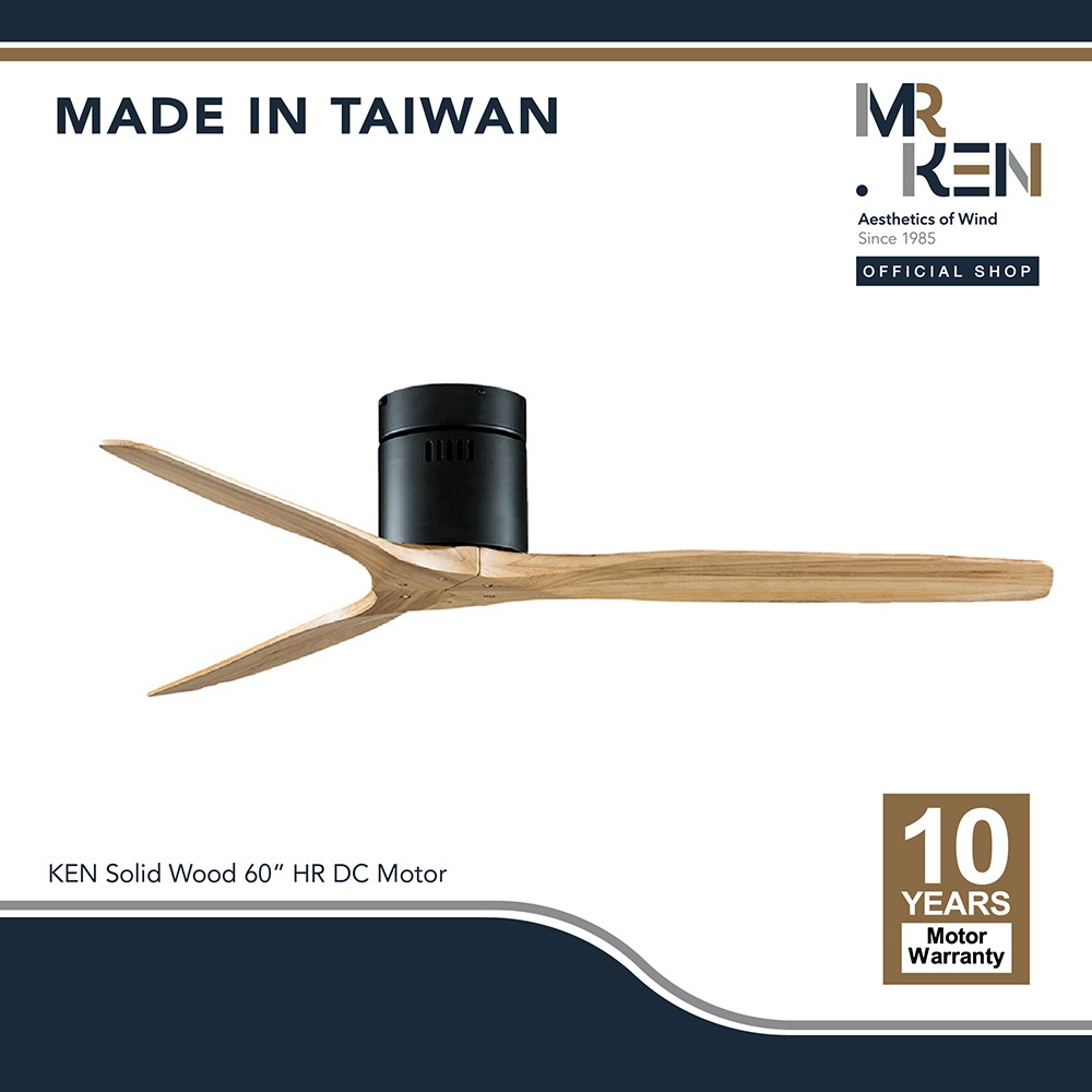 พัดลมเพดาน MR KEN รุ่น KEN Solid Wood 60" HR DC Motor ใบพัดไม้แท้ พร้อม ...