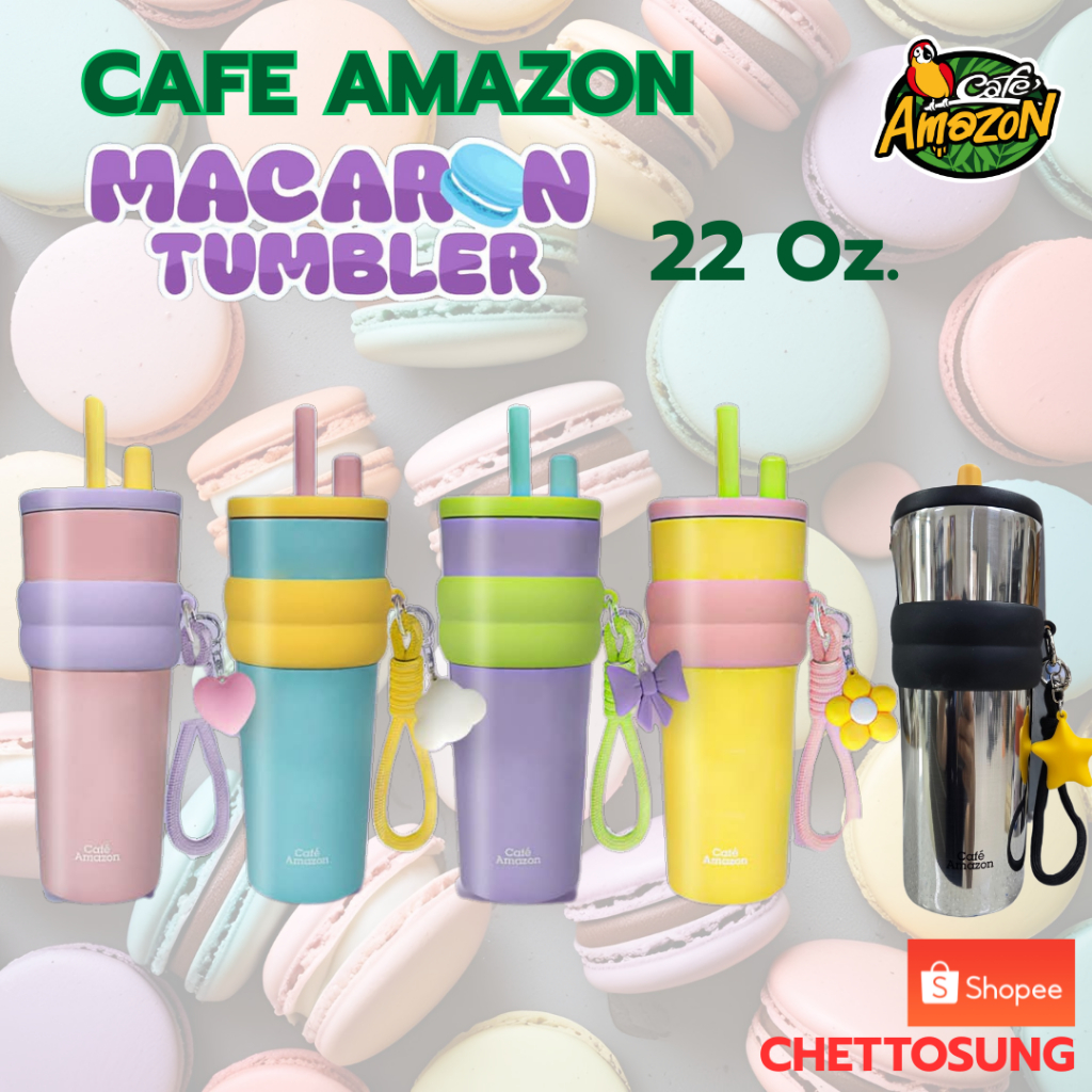 แก้วสแตนเลส คาเฟ่อเมซอน MACARON 22 ออนซ์ พร้อมพวงกุญแจ ของแท้ของใหม่ จากร้านอเมซอน | Shopee Thailand
