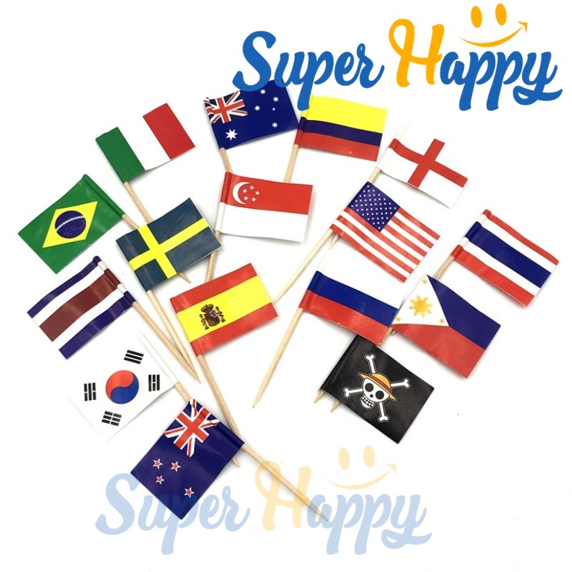 ธงไม้จิ้มฟัน ธงค็อกเทล ลายธงชาติ (Set100 ชิ้น) ธงตกแต่งอาหาร คัพเค้ก ขนม ปาร์ตี้ ธีมนานาชาติ ...