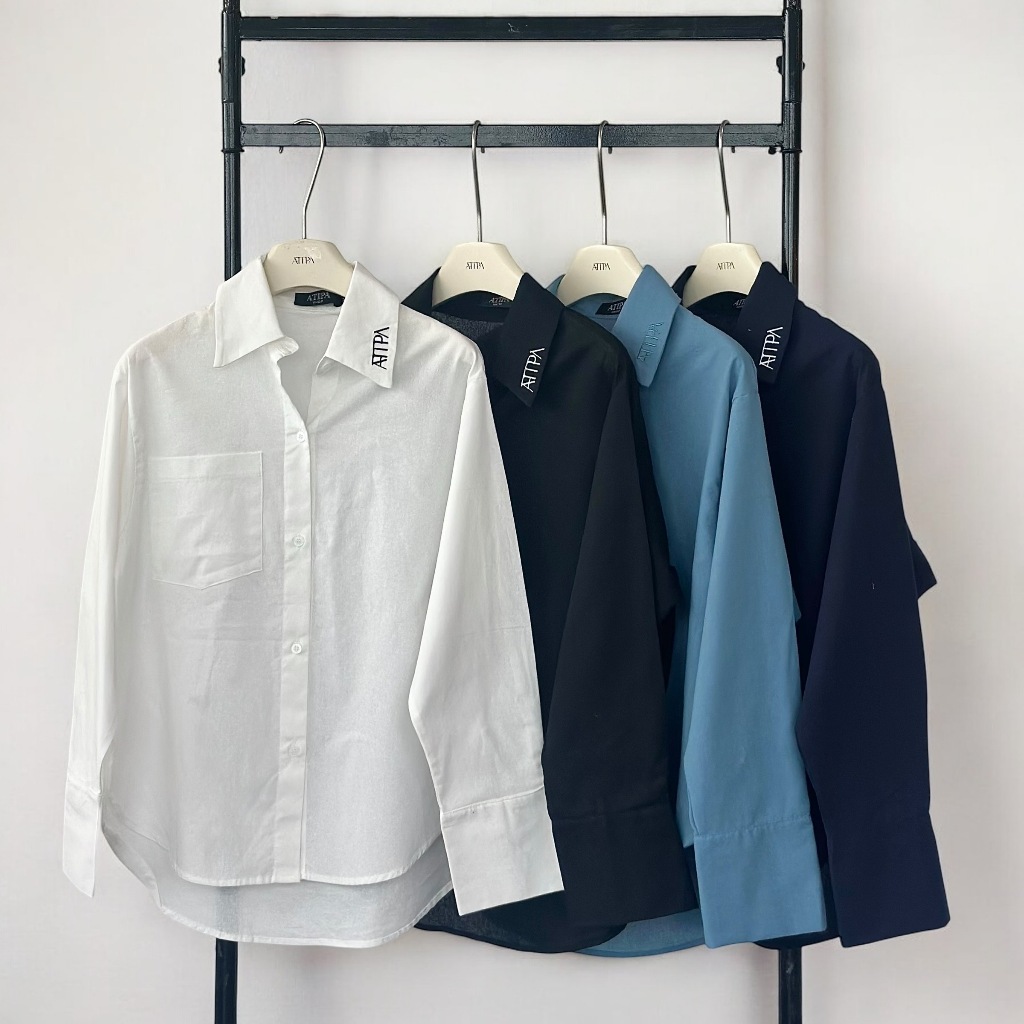Atipashop - CRESTLINE SHIRT เสื้อเชิ๊ต แขนยาว ผ้าฝ้ายคอตตอน ดีเทลปัก ...