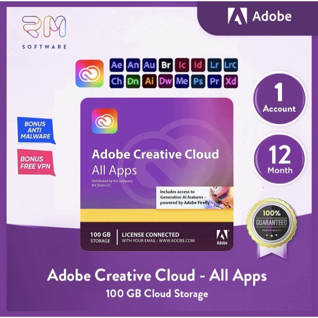 ADOBE Creative Cloud All Apps | 1 Year 100 GB Cloud | Shopee Thailand