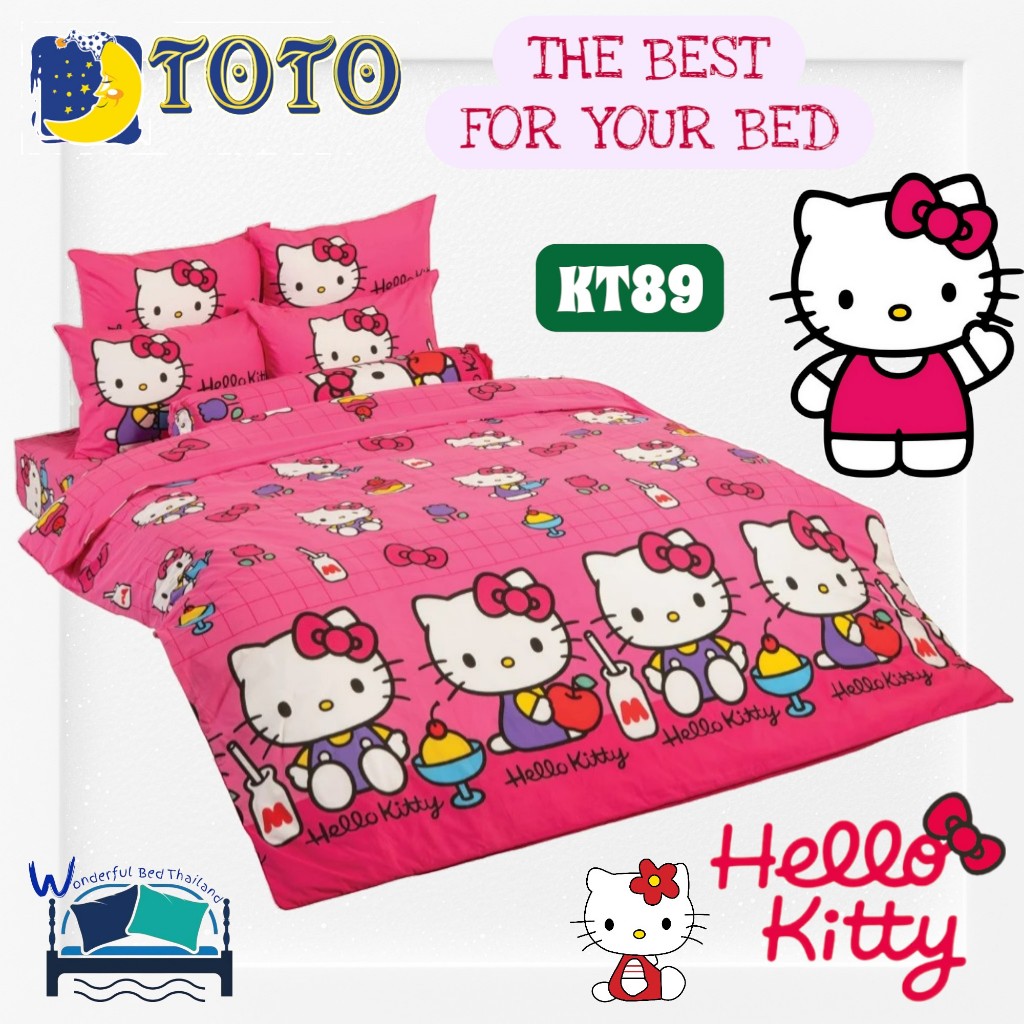 🎀💗 TOTO (KT89) ลายคิตตี้สุดคิ้วท์~ 🐱🛏️ ชุดผ้าปูที่นอน + ผ้านวม Hello ...