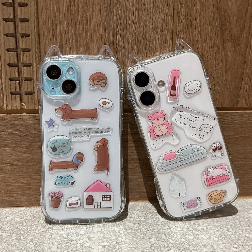 ส่งจากไทย เคสใสหูเเมว สติกเกอร์การ์ตูน สำหรับ i11 promax 12 promax 13 ...