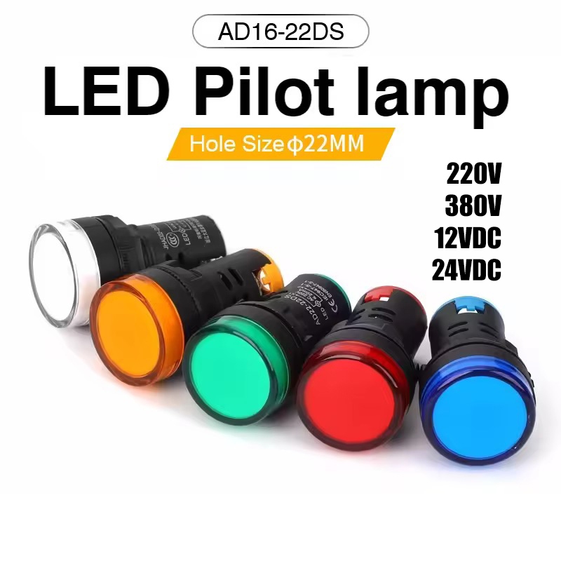 Pilot lamp LED 22mm 12V 24V 220VAC 380V ไพล็อทแลมป์ ขนาด 22มิล AC 220 ...